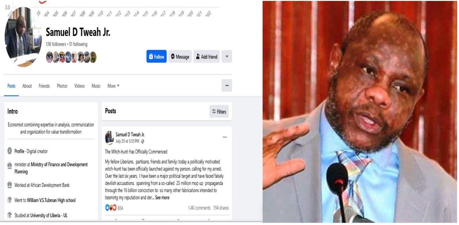 Former Finance Min. Samuel Tweah Still At Large, As His Facebook Page ...